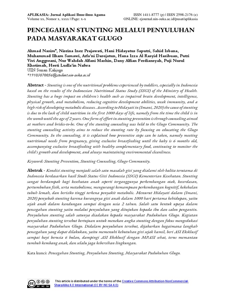 Pencegahan Stunting Melalui Penyuluhan Pada Masyarakat Glugo | PDF ...