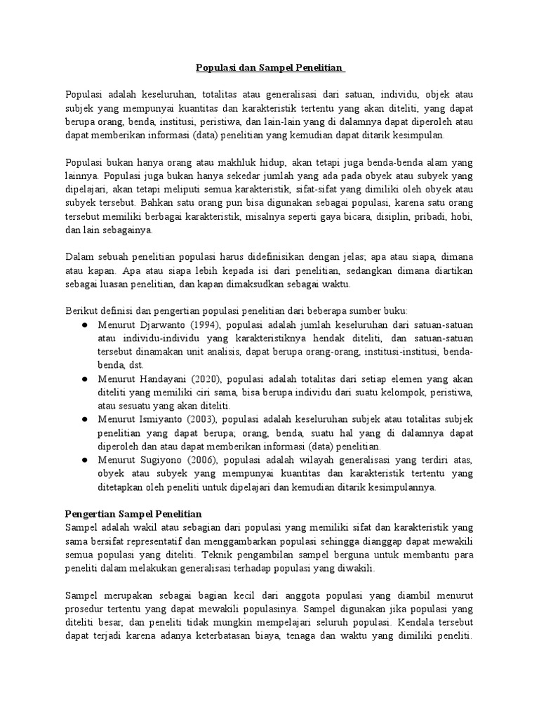 Metopen - Populasi & Sampel | PDF | Pengembangan Diri | Sains & Matematika