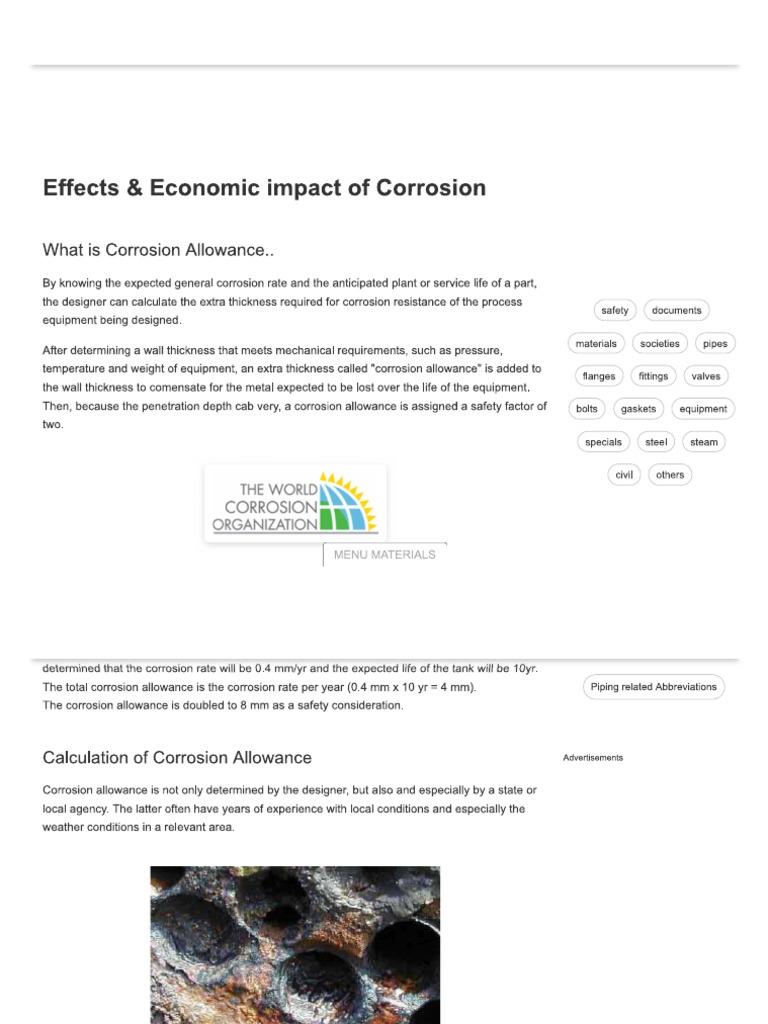 Corrosion Allowance | PDF