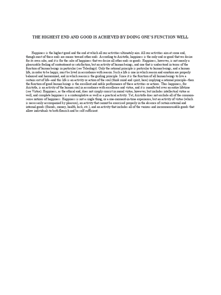 The Highest End and Good Is Achieved by Doing One | PDF | Self-Improvement