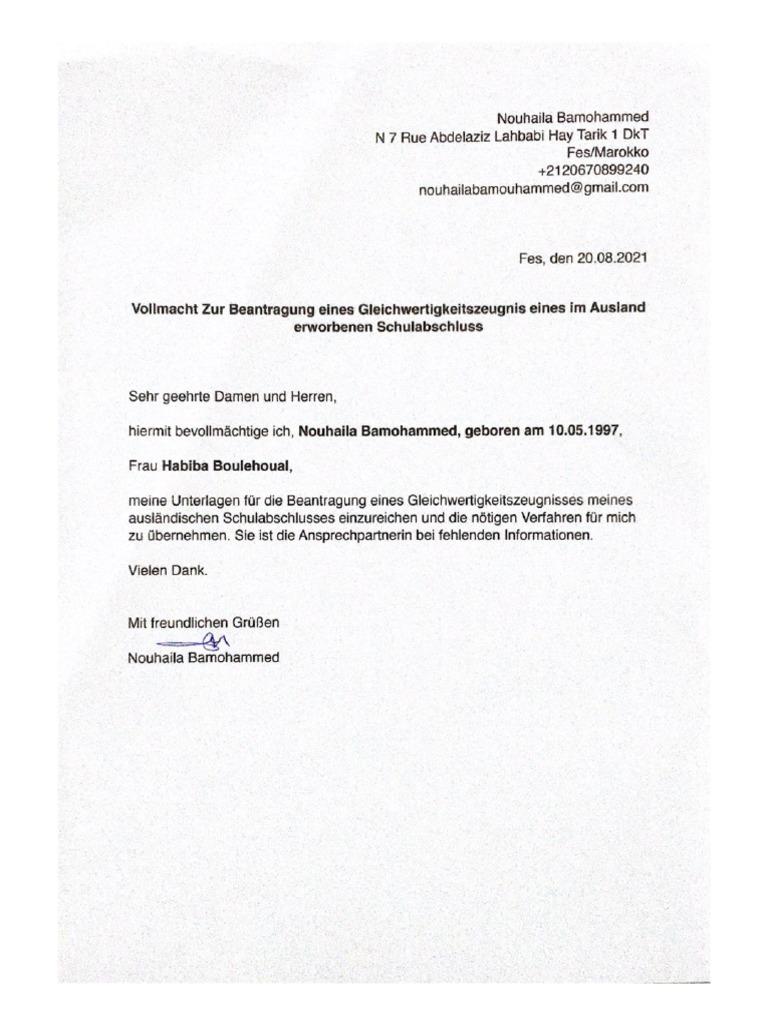 Vollmacht Fur Anmeldung