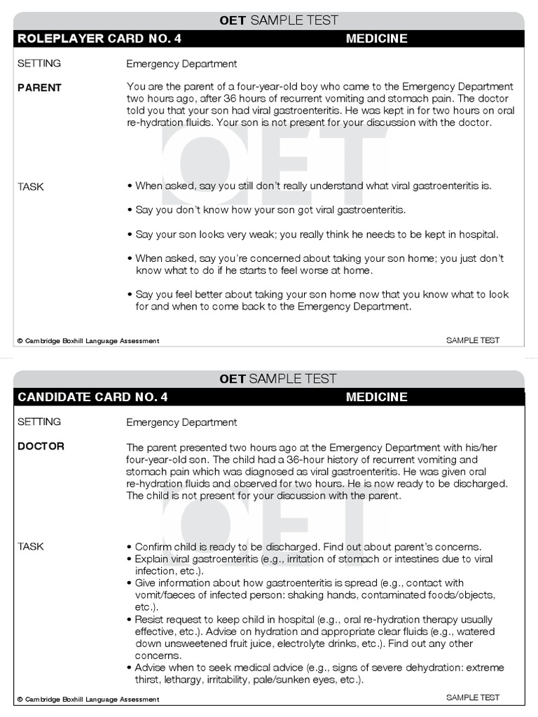 Speaking Sample Test 4 - Medicine | PDF | Dehydration | Health Sciences