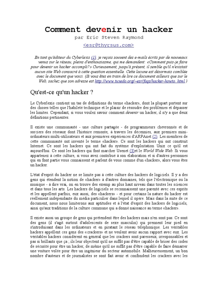 Devenir Hacker | PDF | Hacker Culture (Livre) | Linux