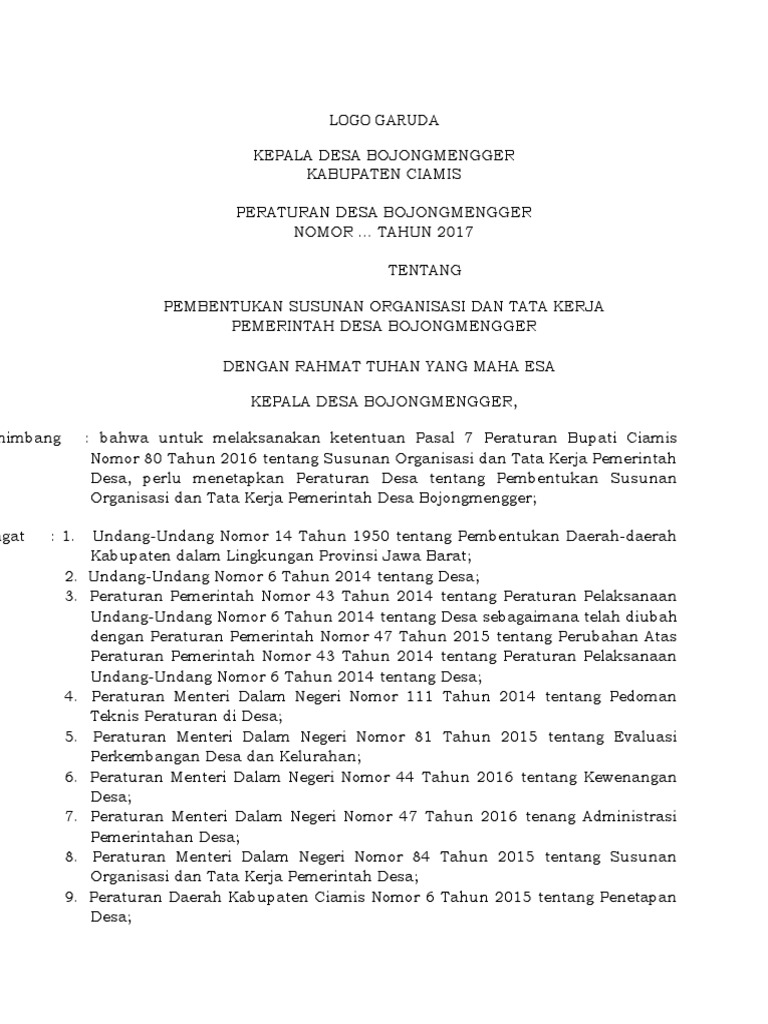 Contoh Perdes SOTK | PDF