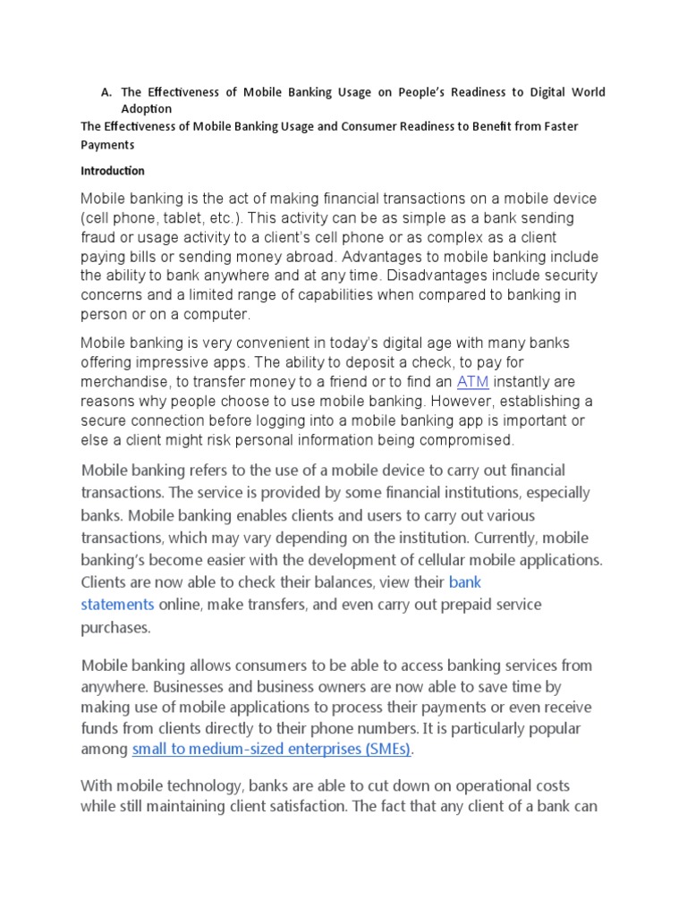 The Effectiveness Of Mobile Banking Usage On People Download Free Pdf
