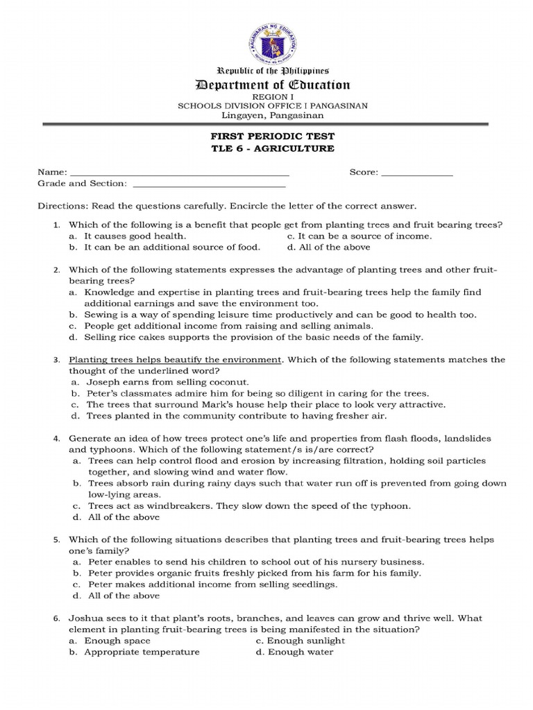 Tle 6 Agriculture. | PDF