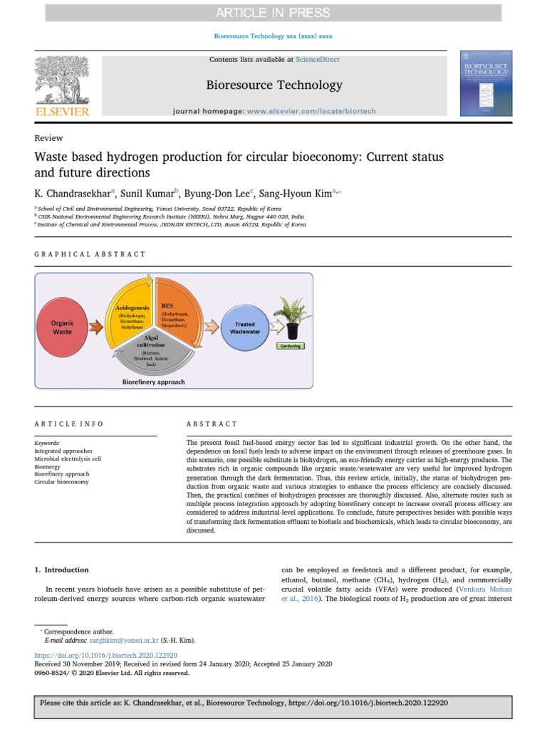 10 1016@j Biortech 2020 122920 | PDF | Biorefinery | Anaerobic Digestion
