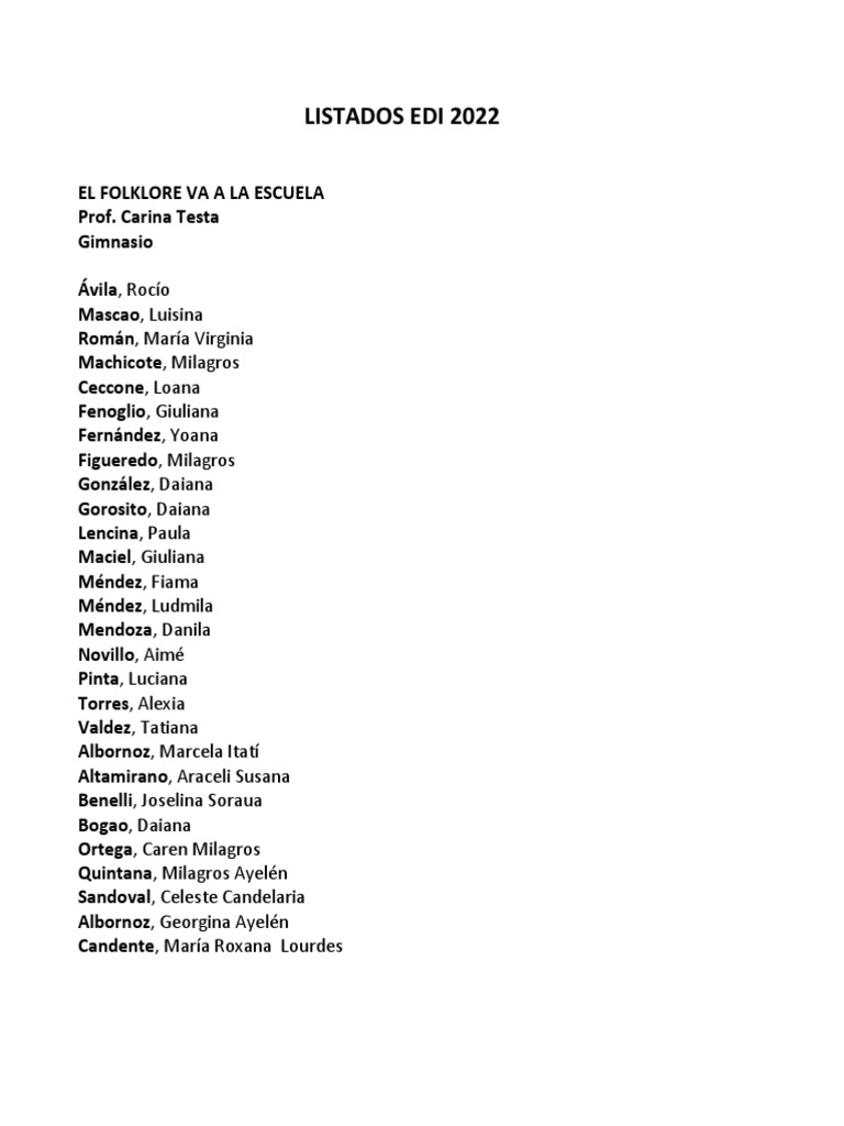 Lista Todos EDI2022 | PDF