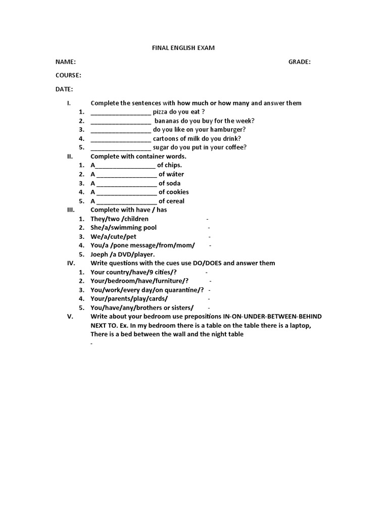 Final English Exam | PDF