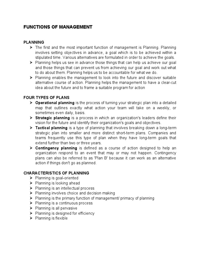 Functions of Management | PDF | Employment | Goal