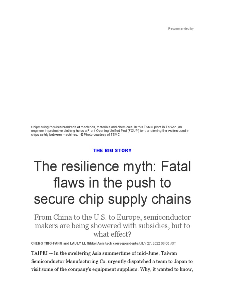 The Resilience Myth Fatal Flaws in The Push To Secure Chip Supply ...