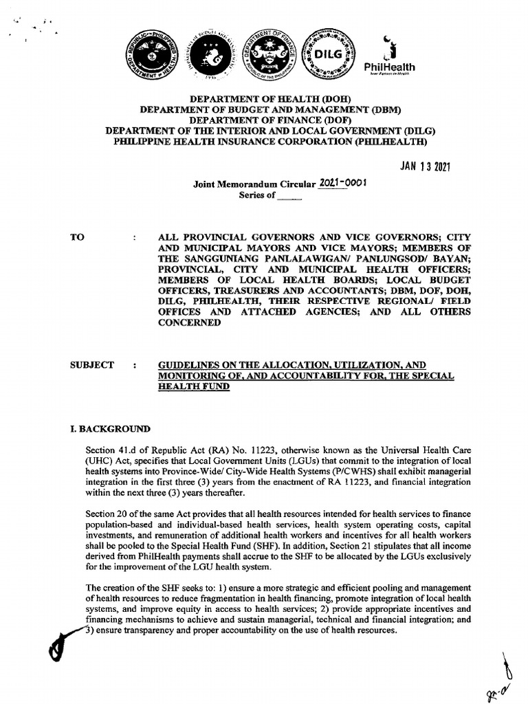 DOH DBM DOF DILG PHIC - jmc2021 0001 | PDF