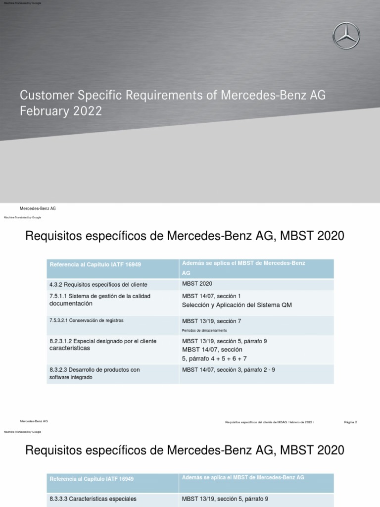 Mercedes-Benz-AG-IATF-16949-CSR-February-2022 (Español) | PDF ...