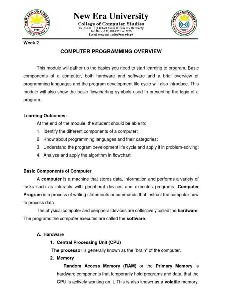 Week 2 - COMPUTER PROGRAMMING OVERVIEW | Download Free PDF | Programming | Computer Program