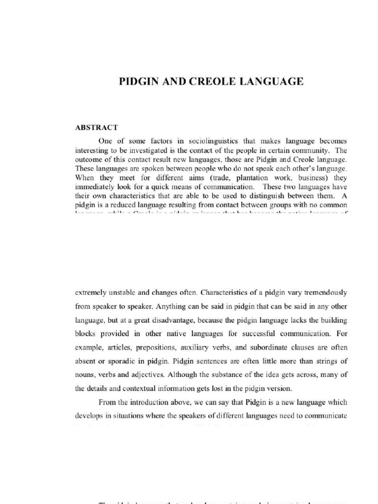 Pidgin and Creole | PDF