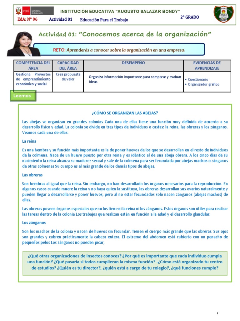 Eda 06 Actividad 01-2do Grado | PDF | Western Honey Bee | Colmena