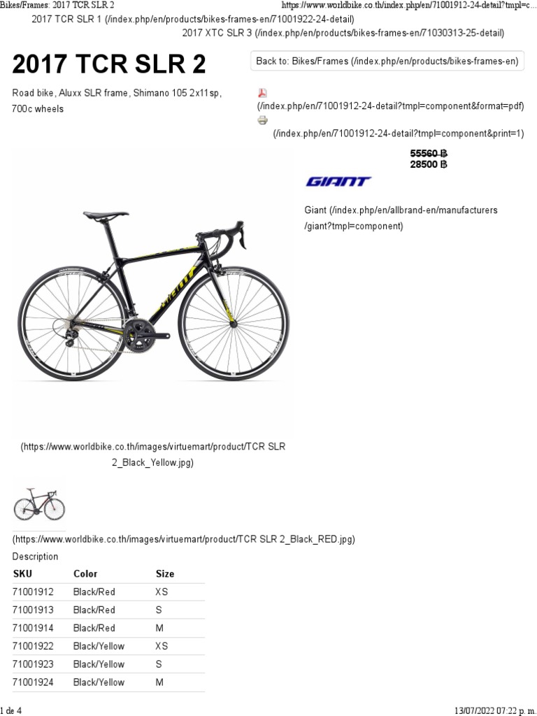 Bikes - Frames - 2017 TCR SLR 2 Medidas CUADRO ROJO NEGRO | PDF | Human Powered Transport | Land ...