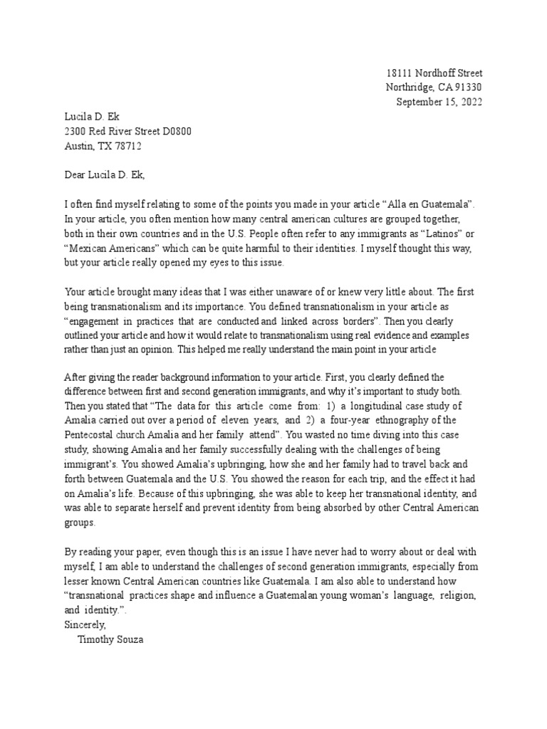 Letter To The Author | PDF