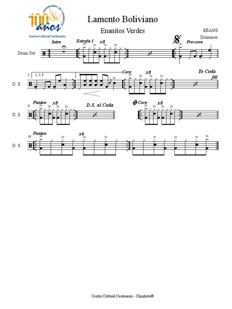 Lamento Boliviano - Drums | PDF