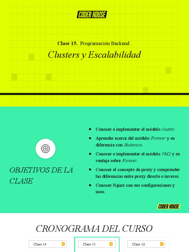 Clase 15 - Clusters y Escalabilidad | PDF | Servidor proxy | Grupo de computadoras