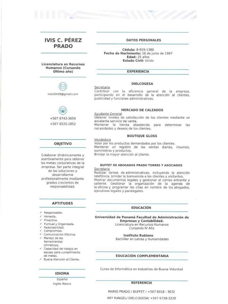 Hoja de Vida Ivis Perez | PDF