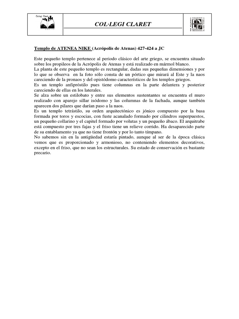 Templo de ATENEA NIKE | PDF