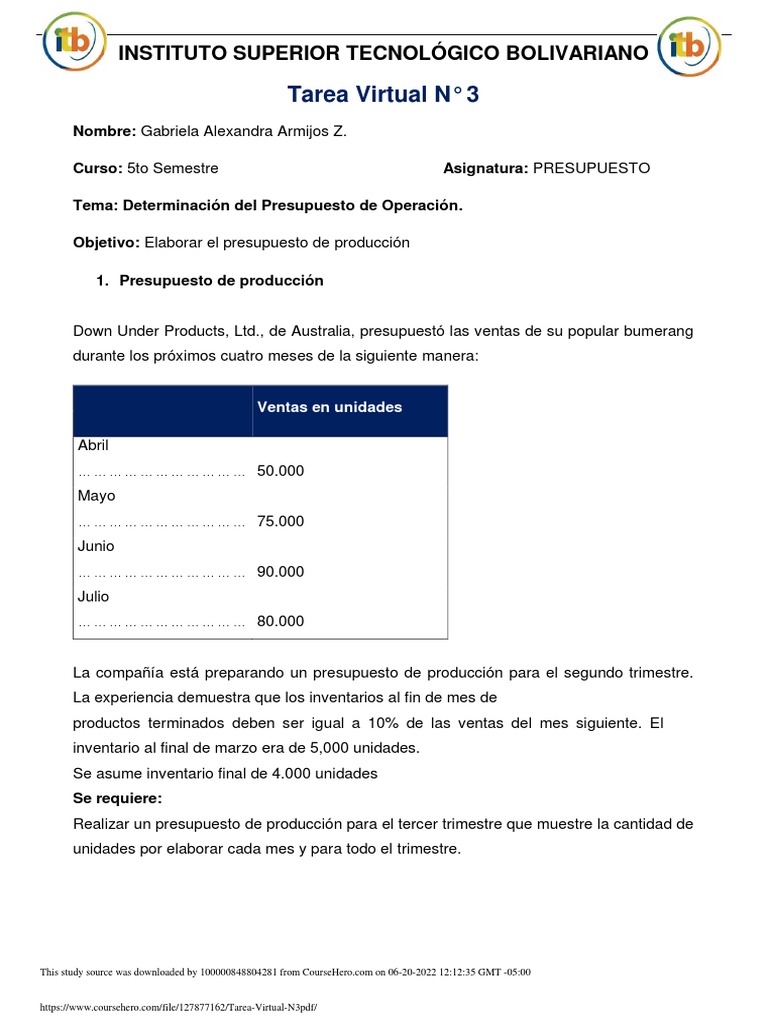 Tarea Virtual N3 PDF | PDF | Presupuesto | Economias