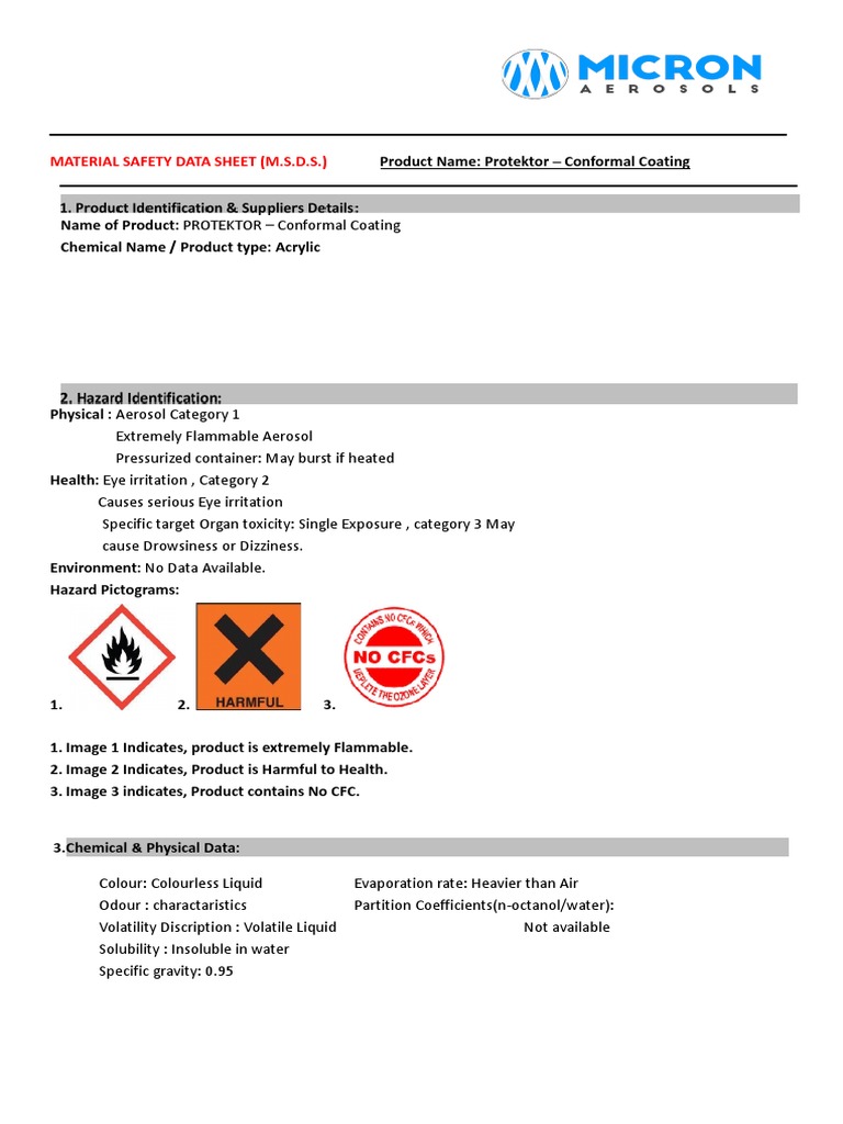 MSDS - Protektor - Conformal Coatings | PDF | Firefighting | Water