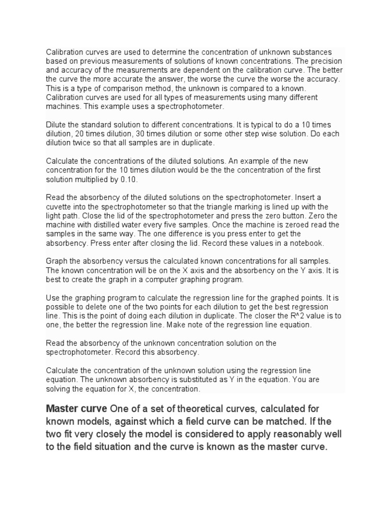 Calibration Curves Are Used To Determine The Concentration of Unknown Substances Based On ...