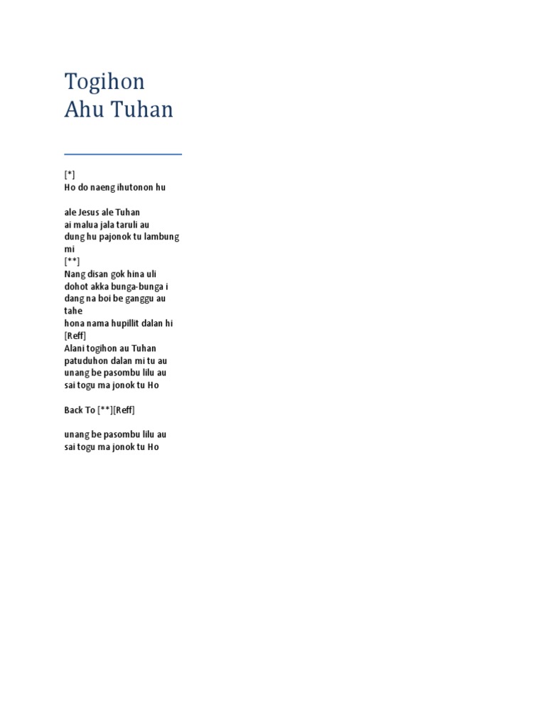 Togihon Ahu Tuhan | PDF
