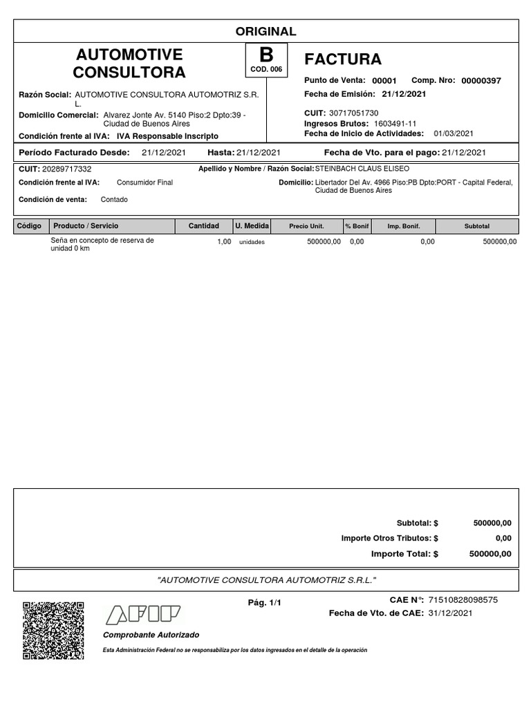 Automotive Consultora Factura: Original | PDF | Economias