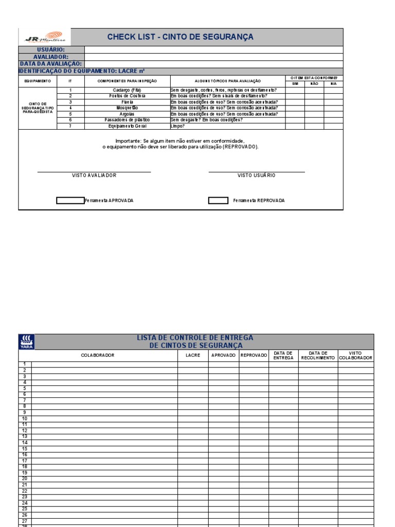 Check List Cinto de Segurança | PDF