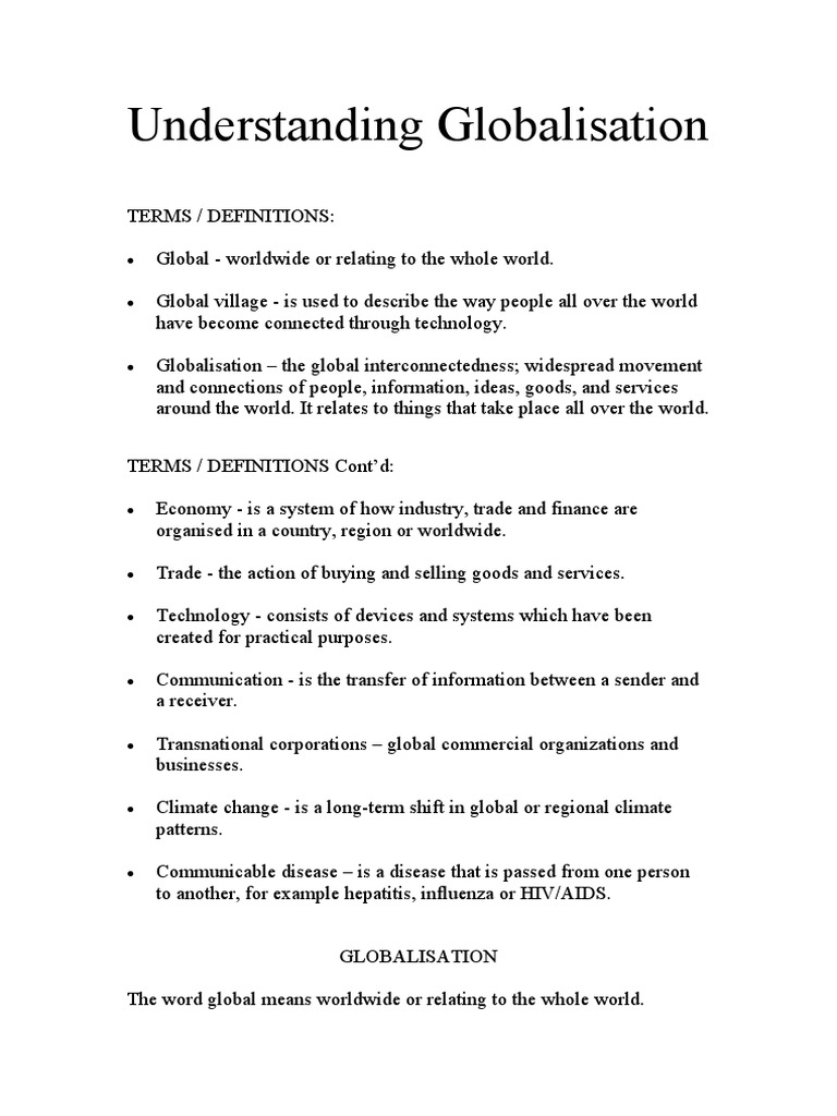 Understanding Globalisation My Notes | PDF | Globalization | Internet