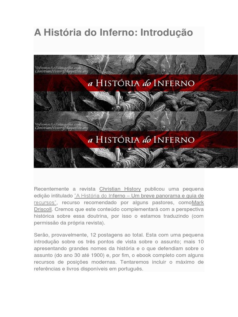A História do Inferno | PDF | Purgatório | Divina Comédia