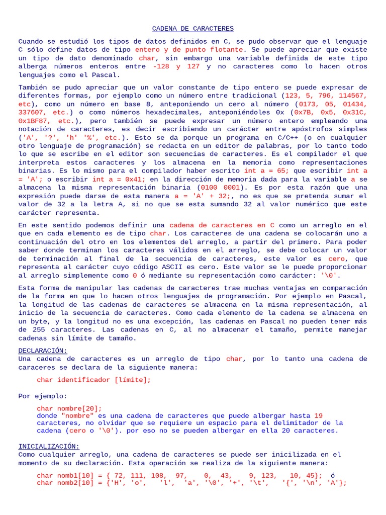Apuntes C++ Manejo Variables Char | PDF | Puntero (Programación de ...