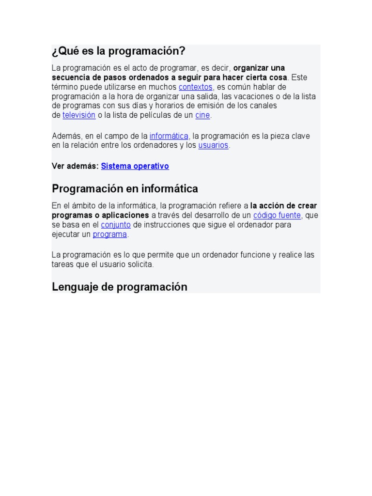 Programacion I | PDF | Programación de computadoras | Lenguaje de programación