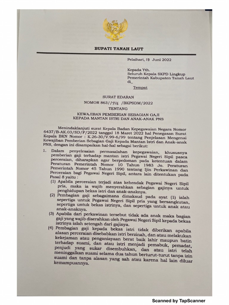 Surat Edaran Nomor 863 - BKPSDM - 2022 | PDF