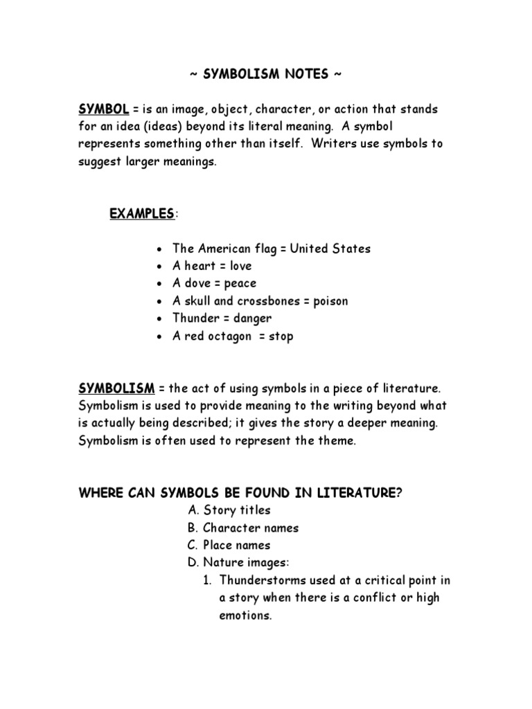 Symbolism Notes | PDF | Symbols
