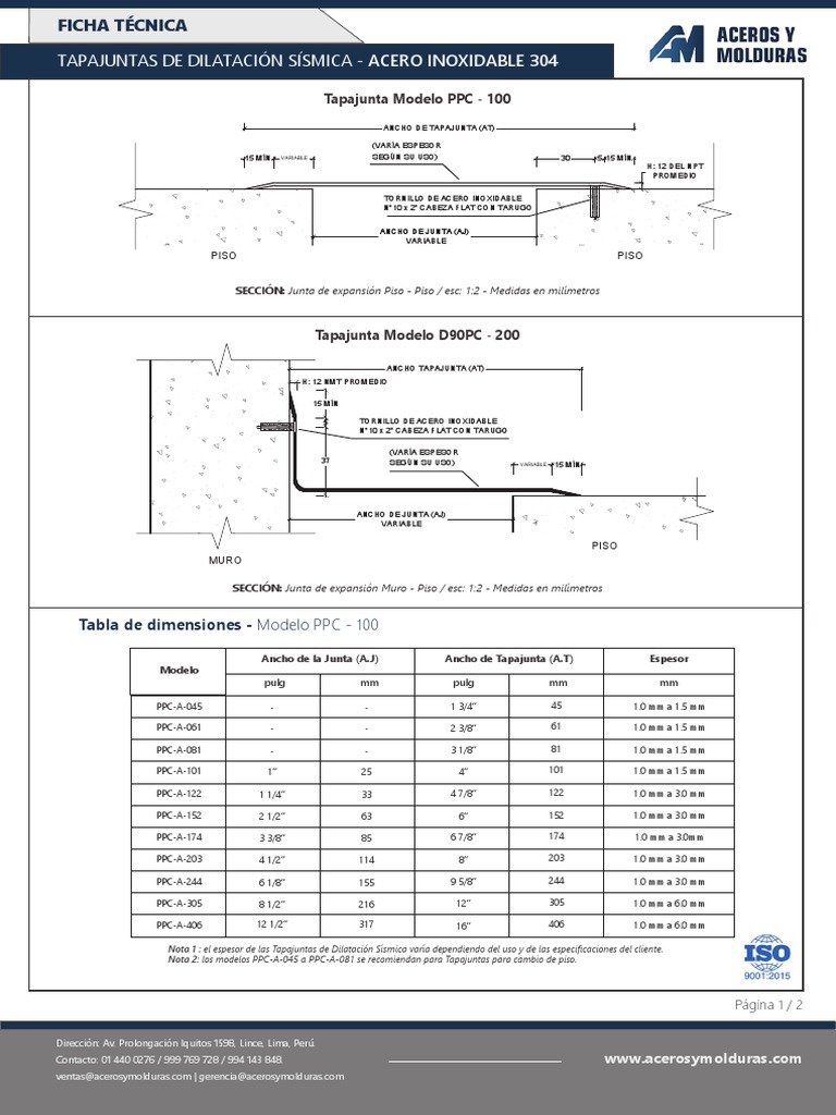 Inox 304-Ft-Tapajunta | PDF | Acero | Tornillo