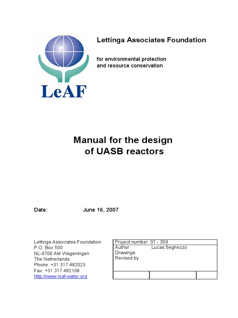 Manual UASB Design | PDF | Sewage Treatment | Anaerobic Digestion