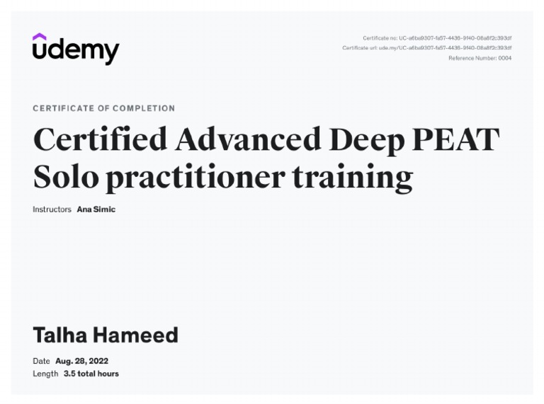 03 Certified Advanced Deep PEAT Solo Practitioner | PDF