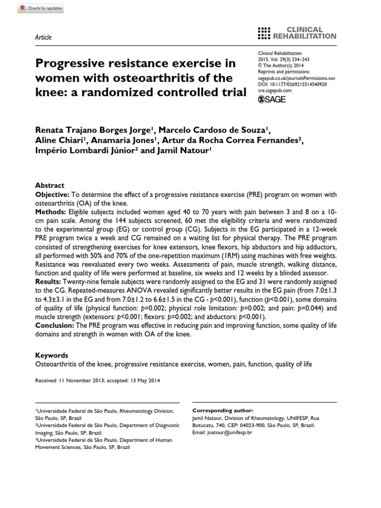 51.progressive Resistance Exercise in | PDF | Osteoarthritis | Anatomical Terms Of Motion