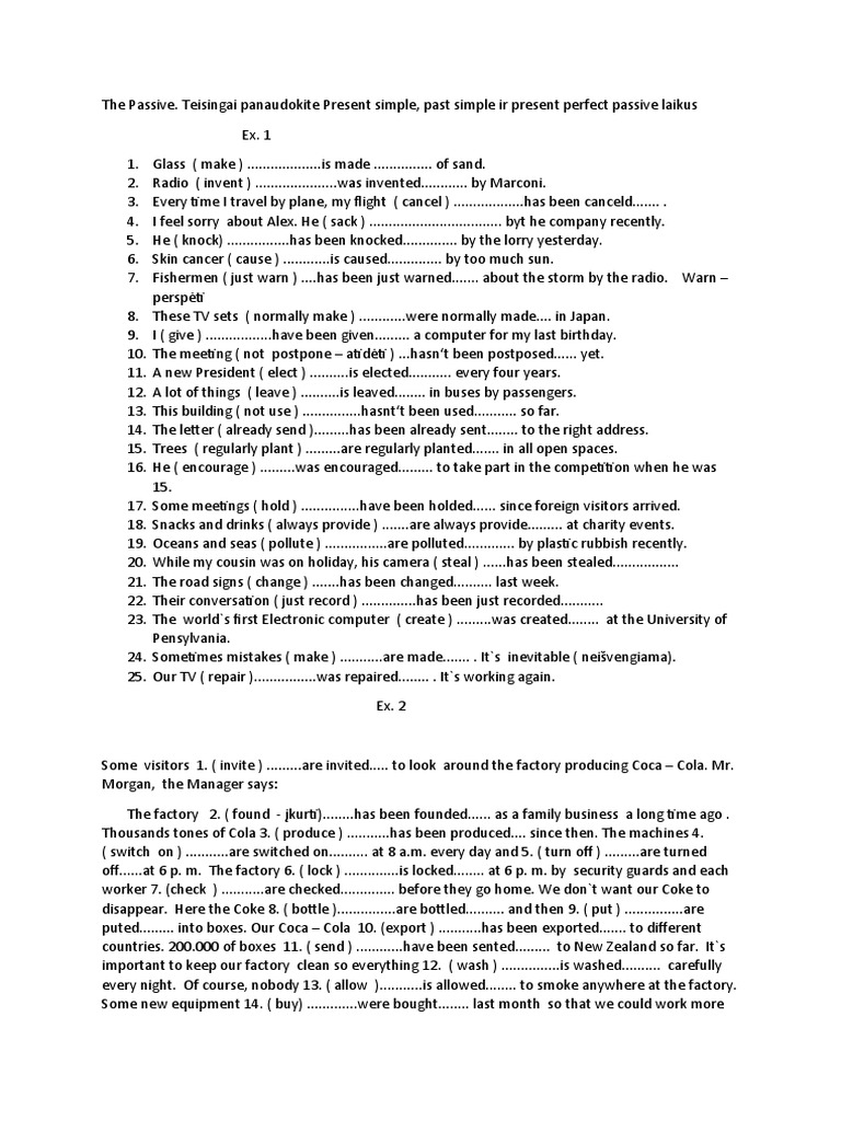 The Passive Voice: Using the Present Simple, Past Simple, and Present Perfect Passive Forms ...