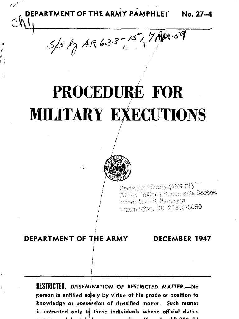 Procedure For Military Executions - Dec. 9, 1947 | Capital Punishment ...