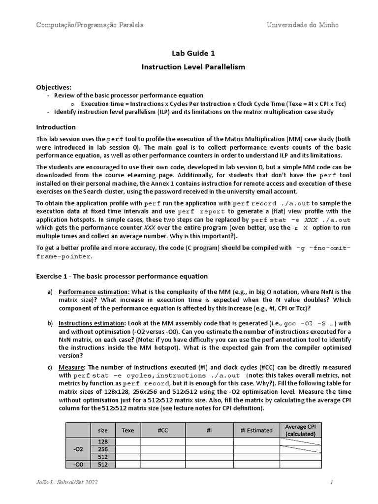 PL01 Guiao | PDF | Central Processing Unit | Program Optimization