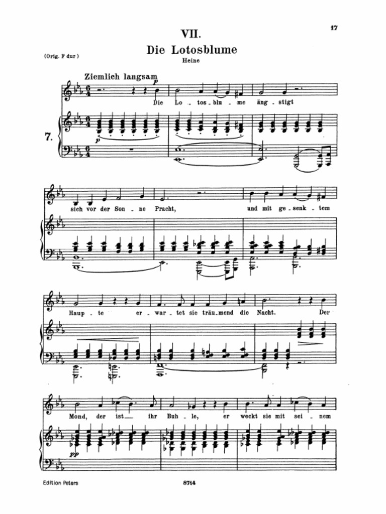 Schumann - Die Lotosblume (Medium Eb Major) | PDF