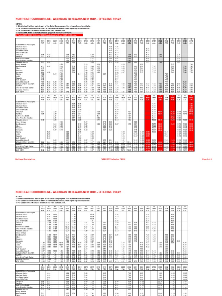 Northeast Corridor Schedule 22 | Download Free PDF | Railway Companies ...