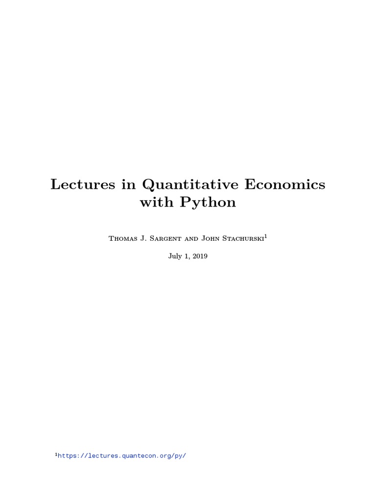 Quantitative Economics With Python Pdf Python Programming Language Software