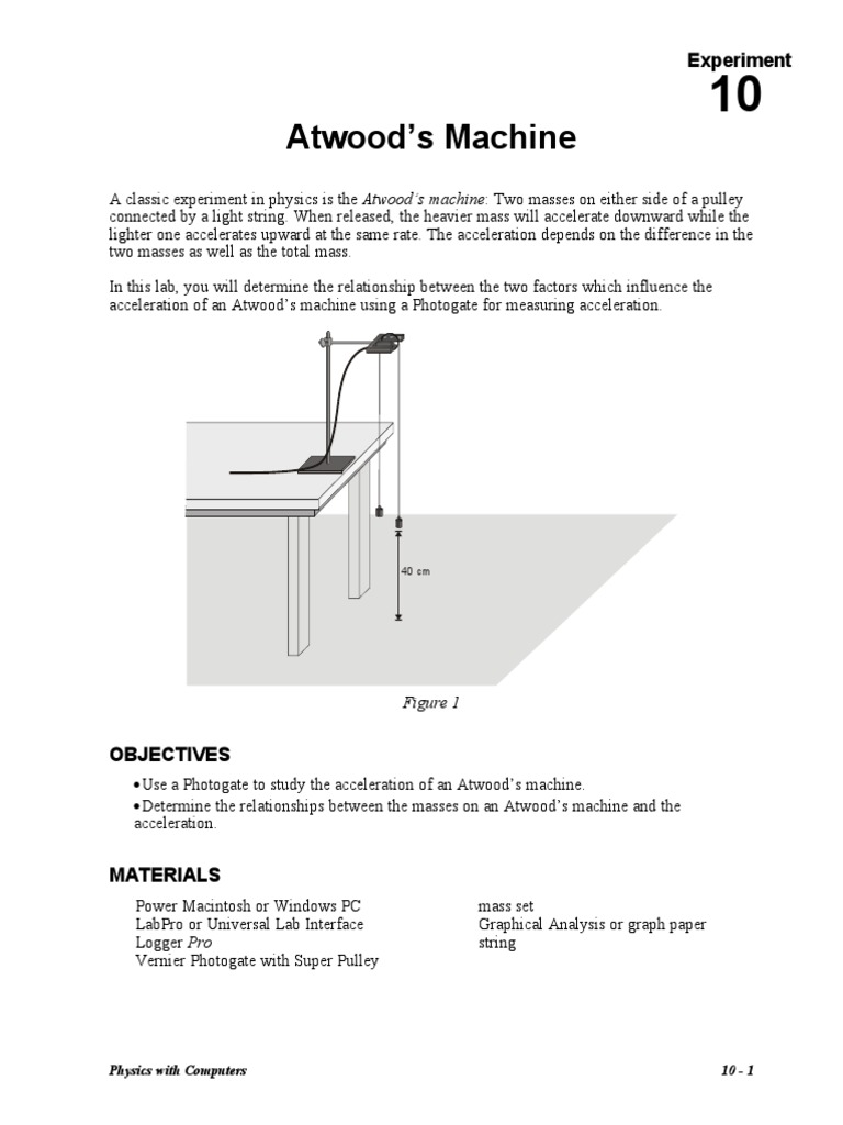 Atwoods Machine | PDF | Force | Mass