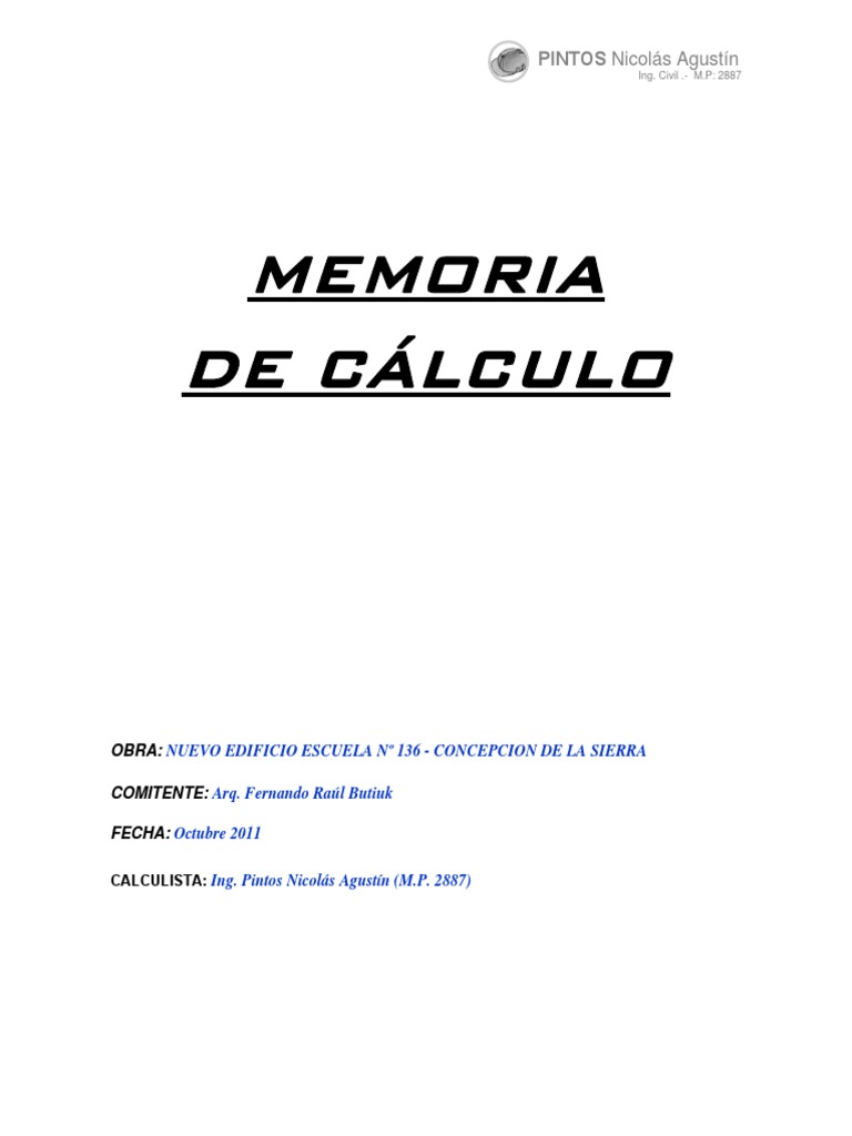 Memoria de Cálculo | PDF | Hormigón | Acero